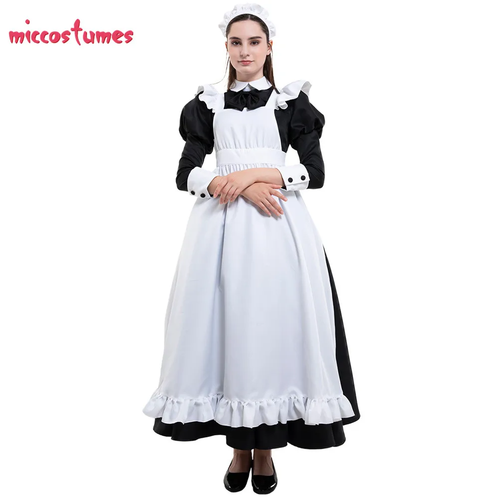 Women Classic Maid Costume Woman Cute Maid Uniform Long Dress Cosplay ...