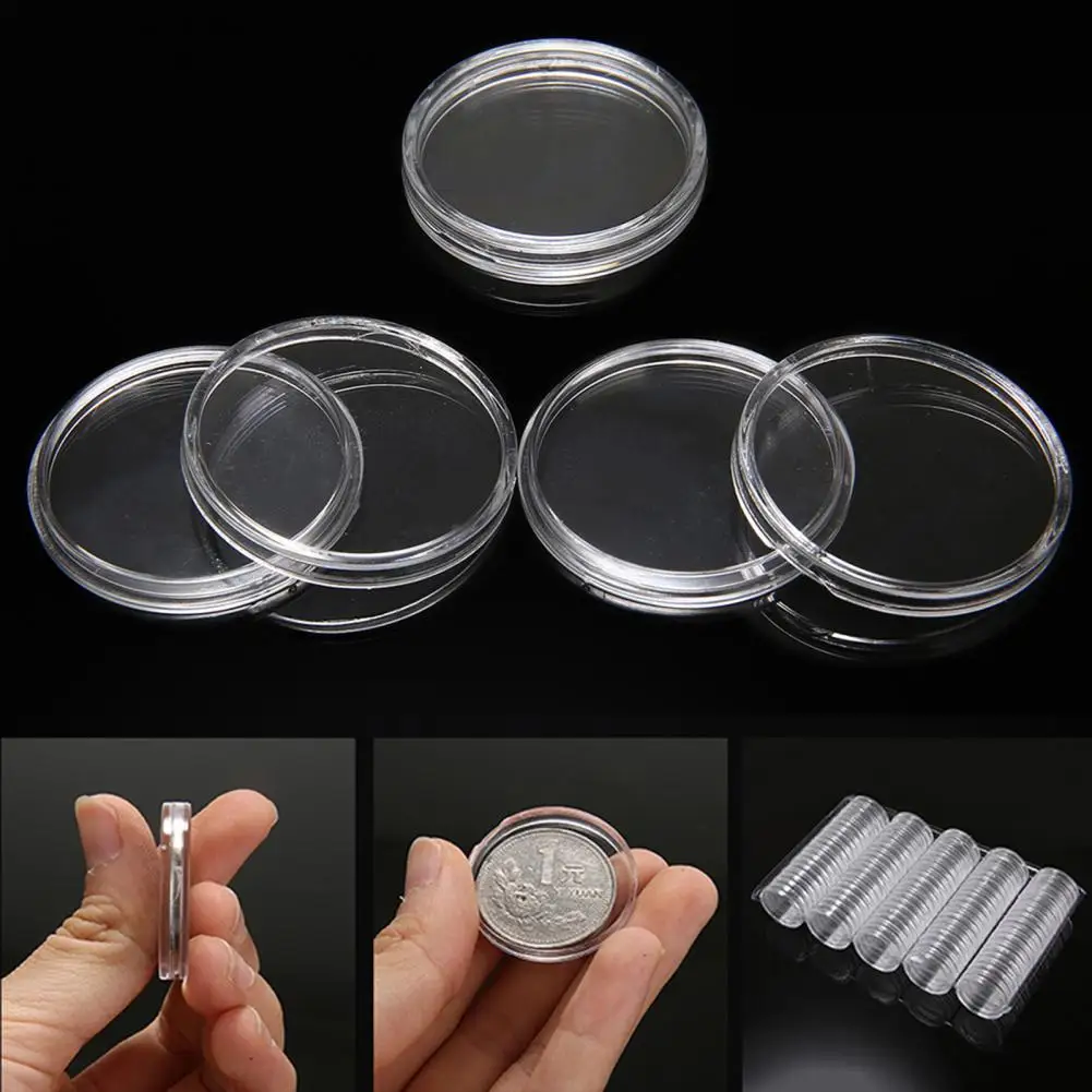 Coin-Capsules-27mm-Storage-Coin-Holder-100pcs-Coins-Case-Box-Container ...