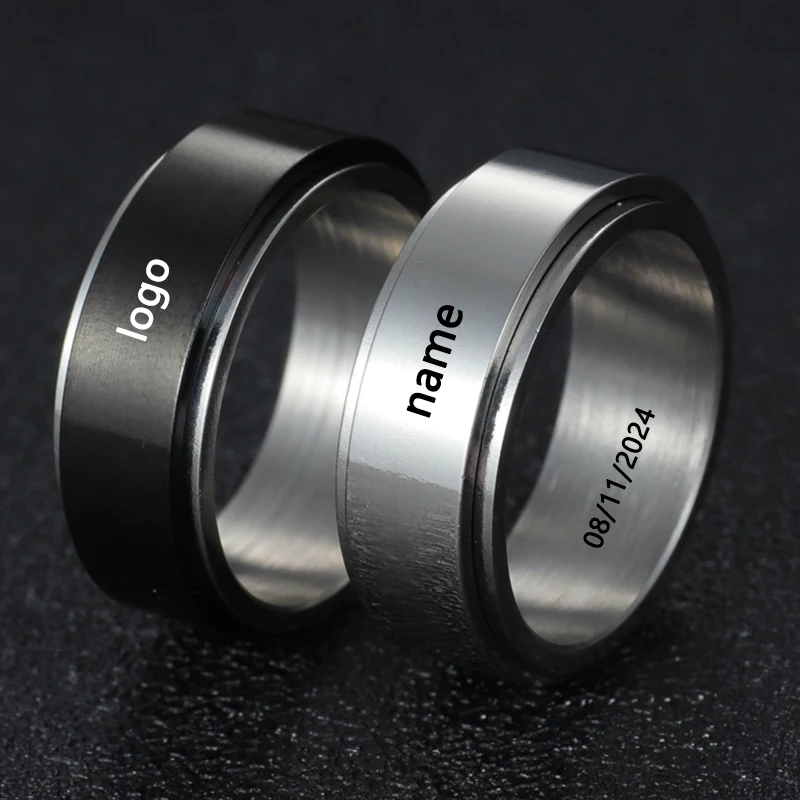 Customizable-Spinner-Rotatable-Ring-For-Men-Women-8mm-Solid-Glossy ...