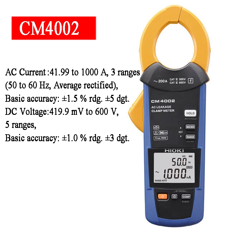 HIOKI CM4002 CM4003 AC Leakage Clamp Meter From 0.60 mA to 600.0 A ...