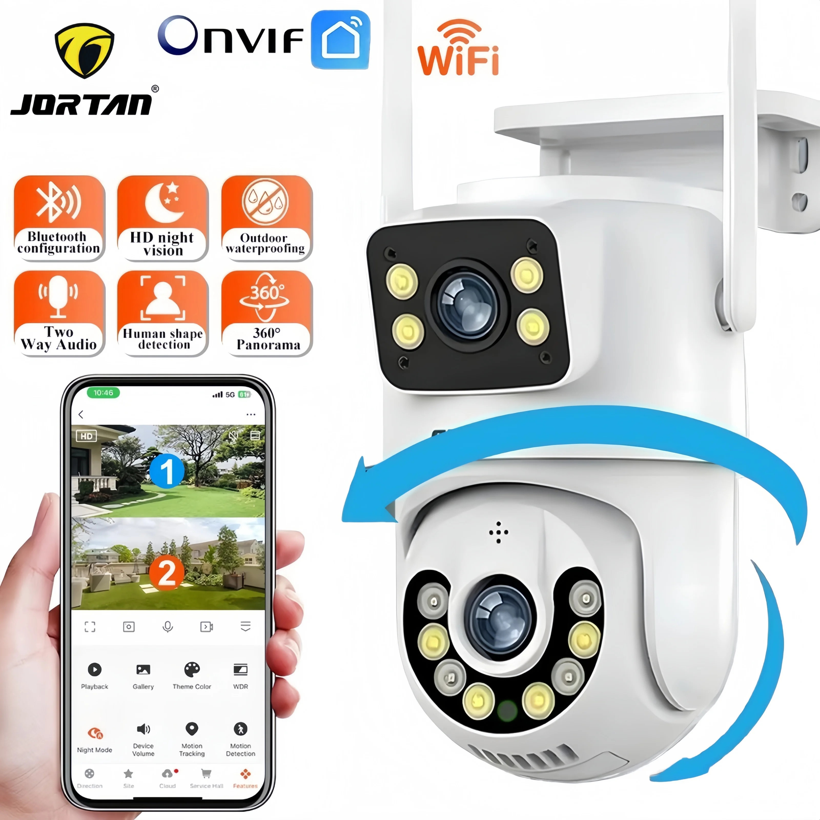 4K 6MP Dual Lens Screen CCTV Outdoor Security IP Camera Wireless ...