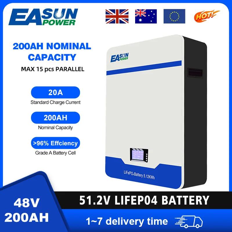 EASUN POWER LiFePO4 Battery 48V 100AH 200AH Battery Powerwall 5KWH ...