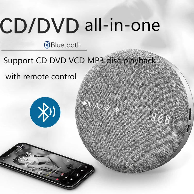 New Portable Bluetooth CD Player DVD VCD MP3 Hifi With Speaker Walkman USB Vintage Music With ...