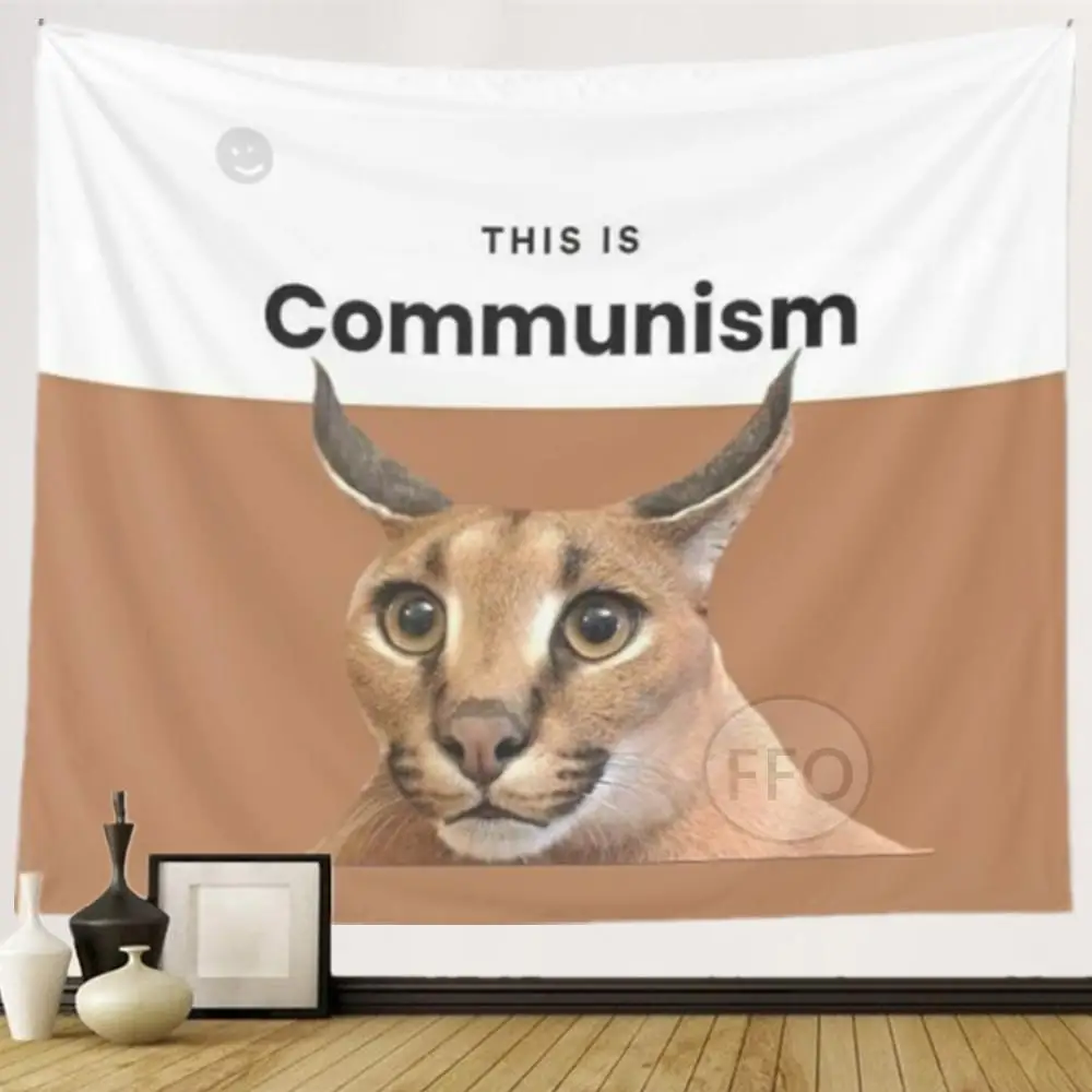 Communism Floppa Tapestry Wall Hanging Kawaii Room Decor Animal Meme ...