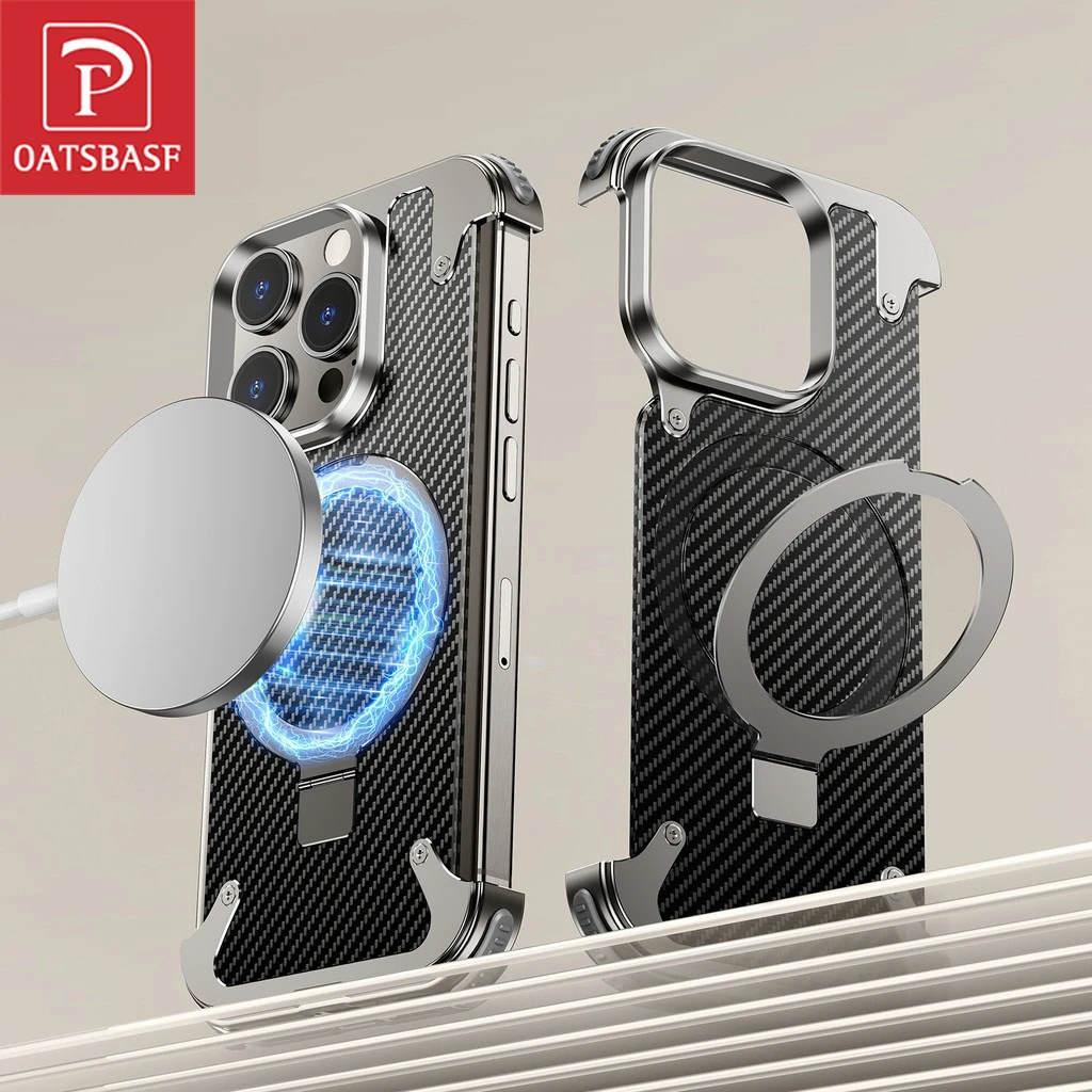 Oatsbasf Magsafe Phone Case Magnetic Phone Cover Anti-Collision Carbon ...