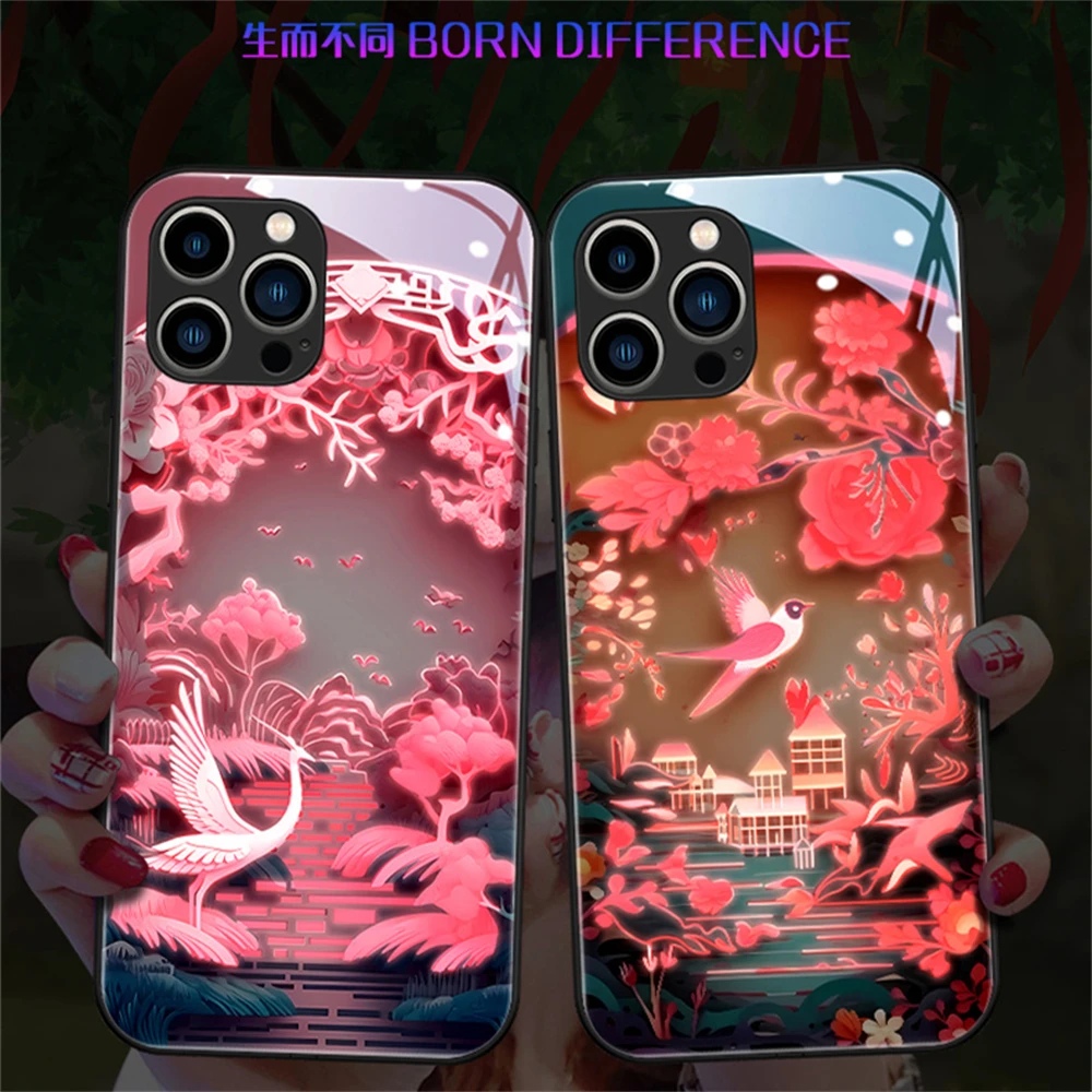 Pretty-Painting-LED-Call-Flash-Phone-Case-For-iPhone-15-14-13-12-11-Pro ...