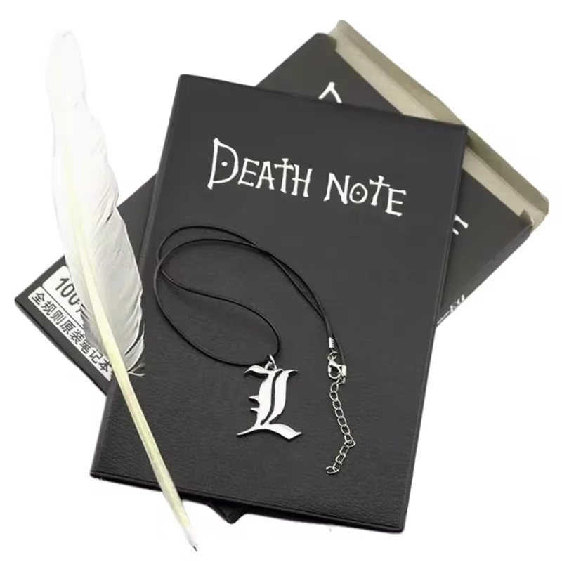 Hot-Notebook-A5-Anime-Notebook-Set-Leather-Journal-And-Necklace-Feather ...