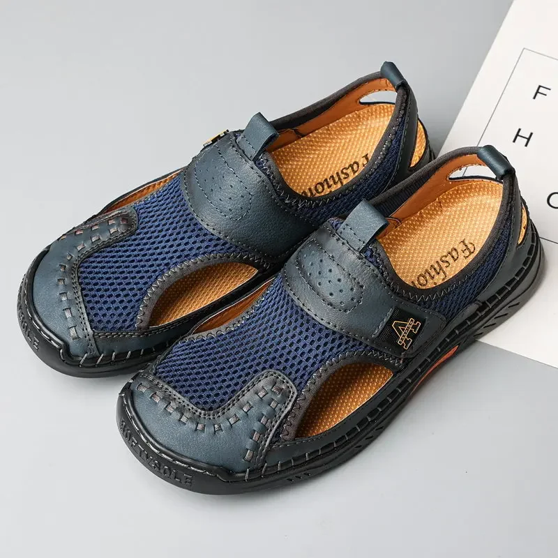 Summer-Men-Breathable-Mesh-Sandals-Handmade-Outdoor-Shoes-Men-Sandals ...