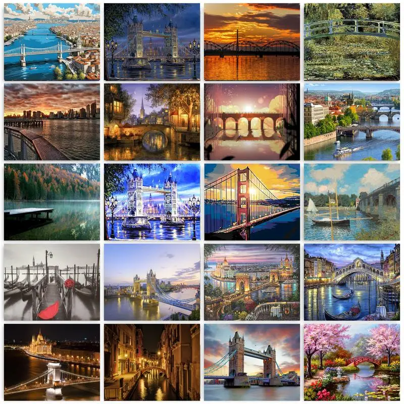 GATYZTORY-40x50cm-Framed-Painting-By-Numbers-Handpainted-City-Bridge ...