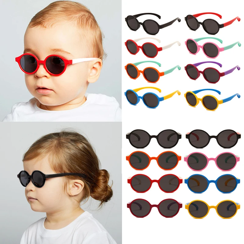 Baby Girls Cute Silica Gel Round Outdoor Sun Protection Sunglasses ...