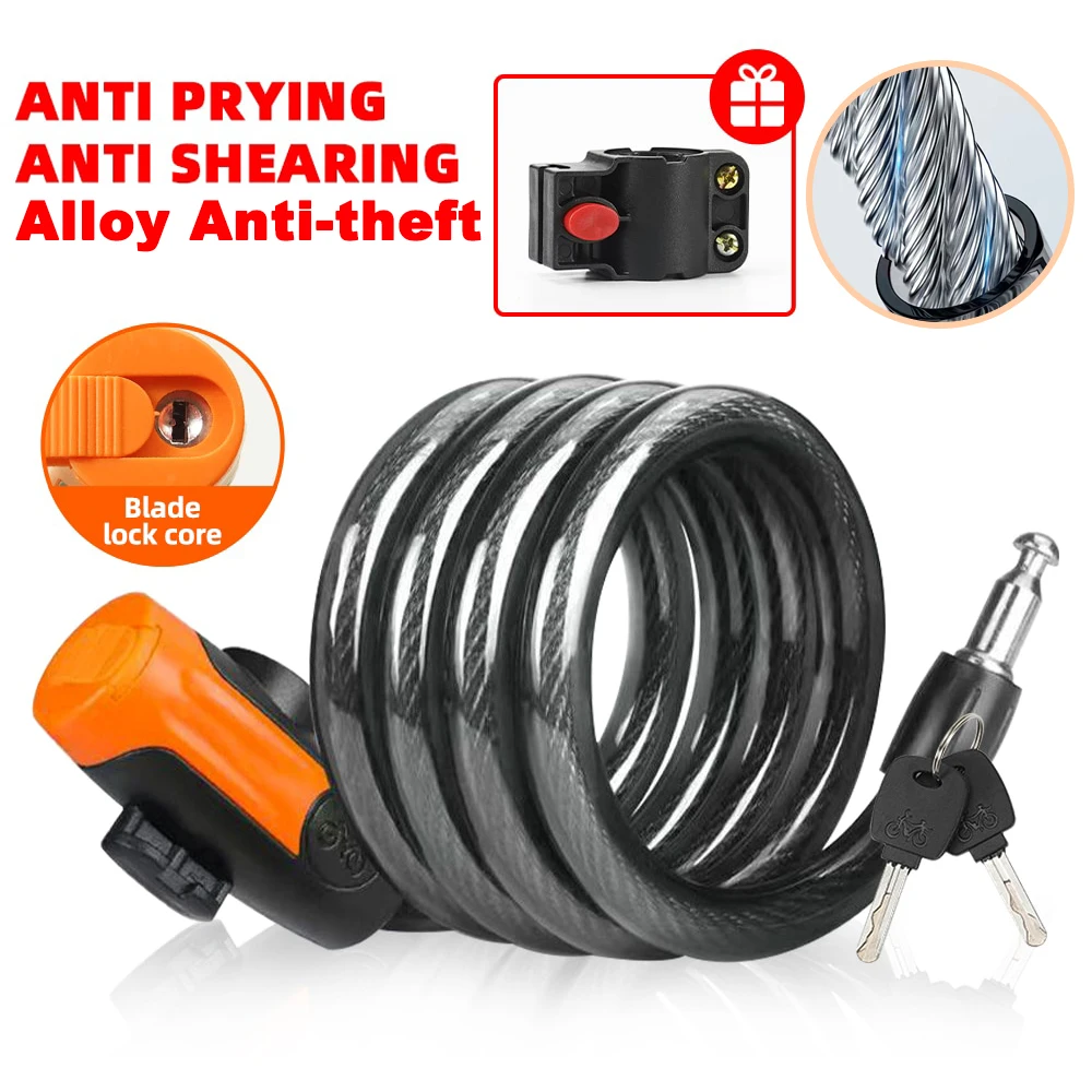 Candado-de-Cable-de-acero-para-bicicleta-candado-de-seguridad-con-soporte-accesorios-para ...