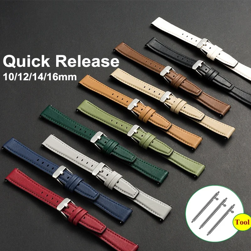 Quick-Release-Genuine-Leather-Watch-Band-Soft-Leather-Bracelet-Silicone ...
