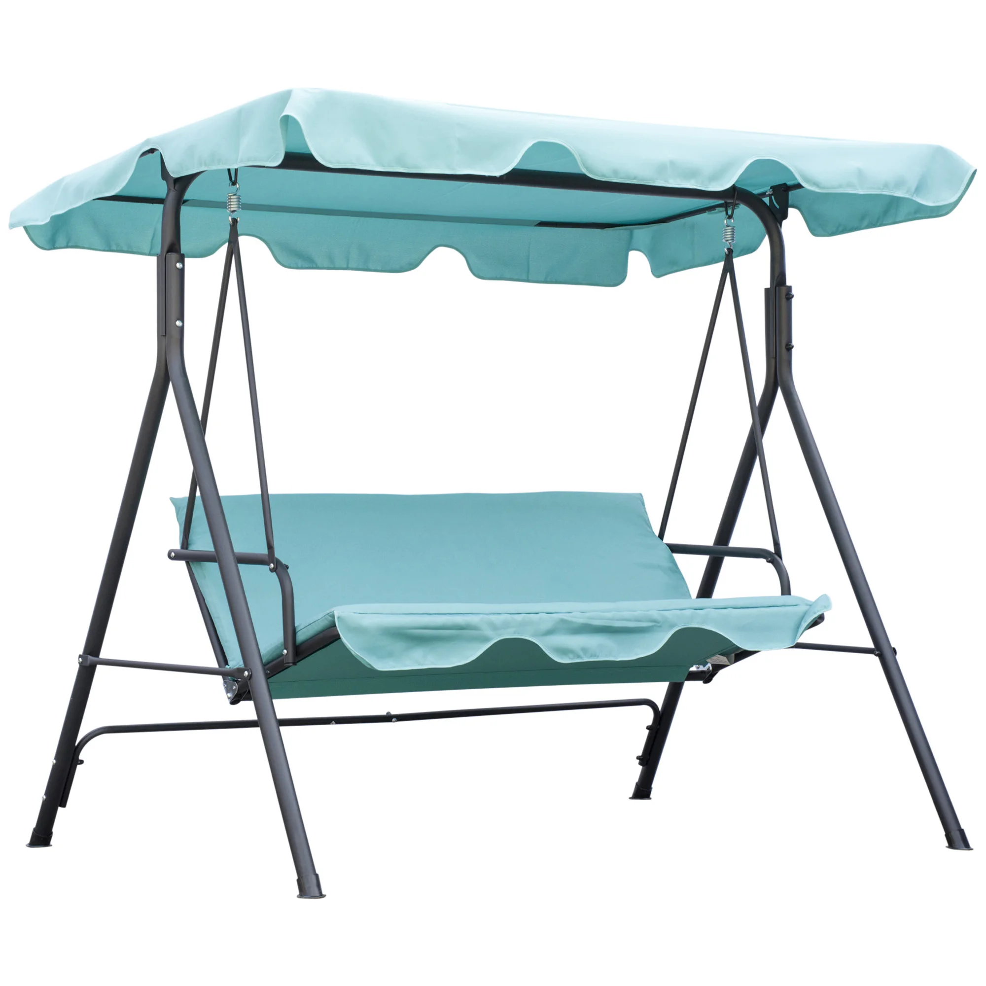 Porch Swing Hammock Bench Chair, Steel 3-Seat W/ Adjustable Canopy ...