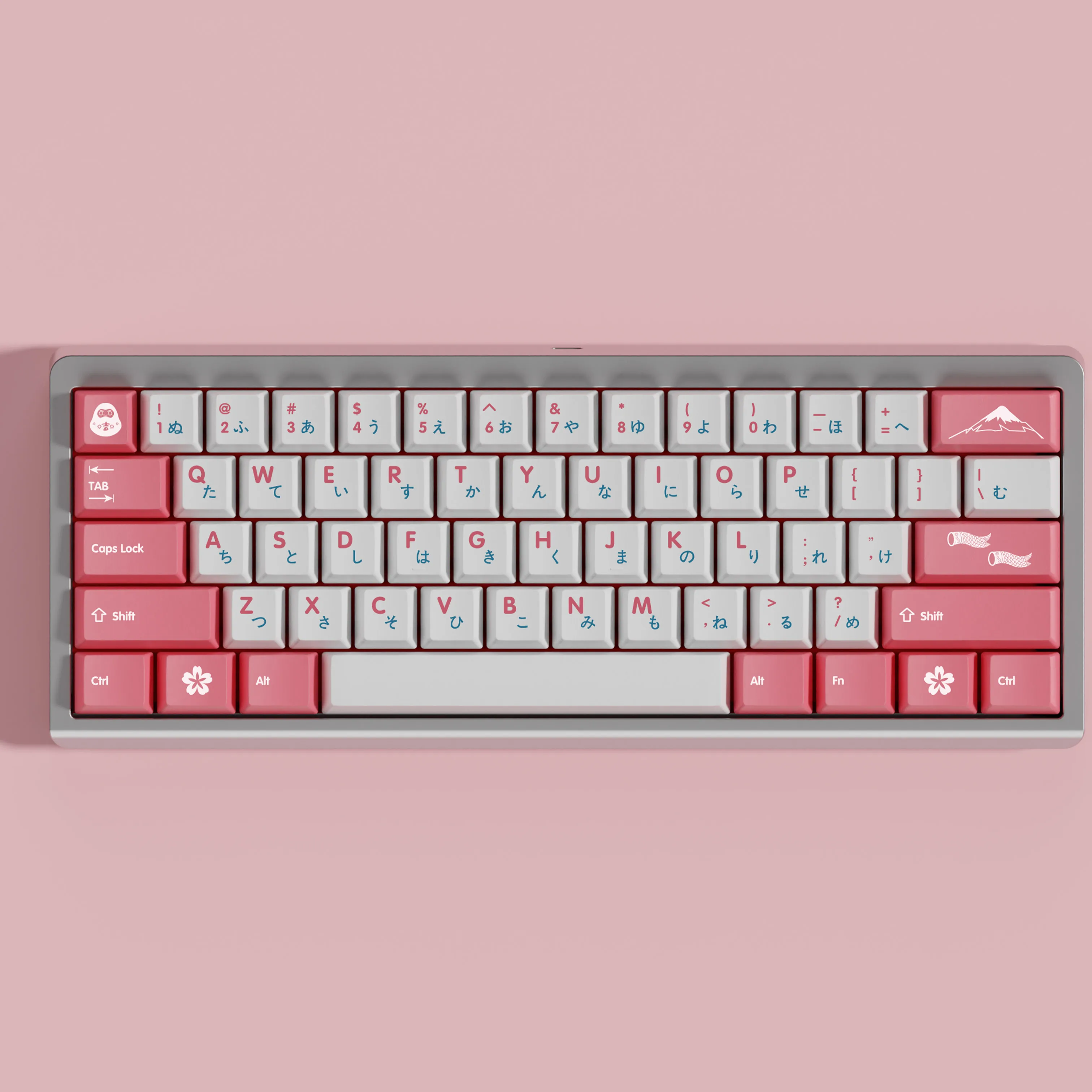 1 Conjunto GMK Sakura Pink Branco Keycaps PBT Dye Subbed Key Caps Para ...