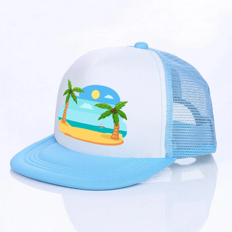 Seaside Surfing Vacation Baseball Caps Sandbeach Coconut Boat Holiday ...