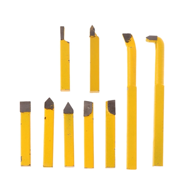 9Pcs-8x8mm-Carbide-Tipped-Lathe-Metal-Cutter-Bit-Cutting-Tool-Set ...