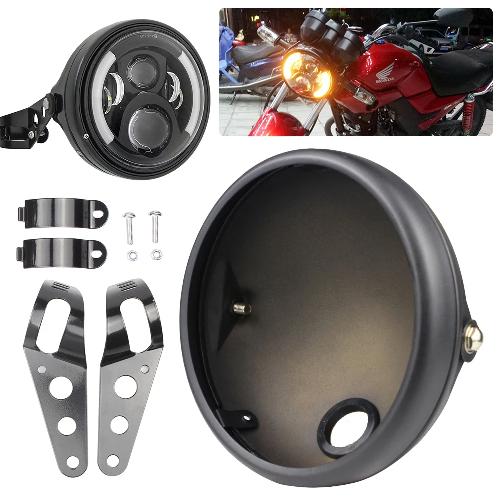 7-Inch-Retro-Modified-Motorcycle-LED-Headlight-Housing-Bucket-Headlight ...