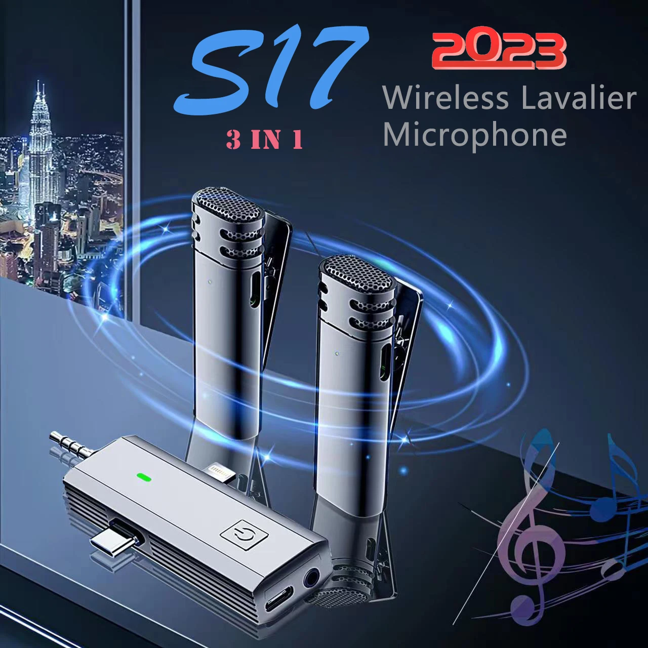 3 In 1 Wireless Lavalier Microphone 2023 Intelligent Noise-Reducing ...