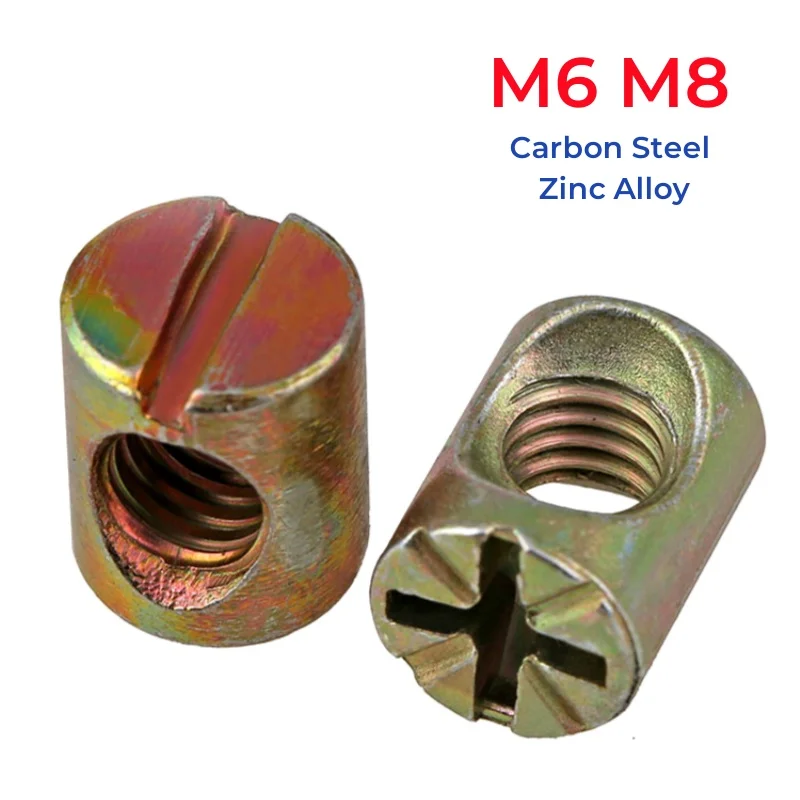 M6 M8 Barrel Nuts Bolts Cross Dowel Slotted Hammer Embedded Nut ...