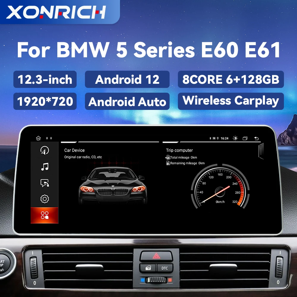 1920*720P 12.3 Inch 6GB 128GB Android 12 Car Multimedia Player For BMW ...