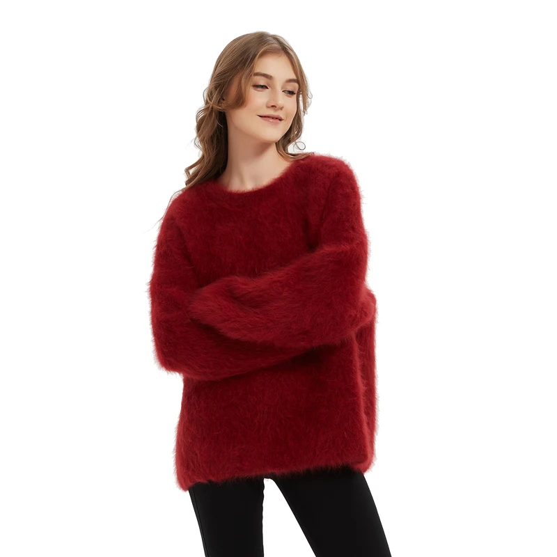 BAHTLEE-Women's Alpaca Wool Sweater, Long Sleeves, O-Neck, Thick ...