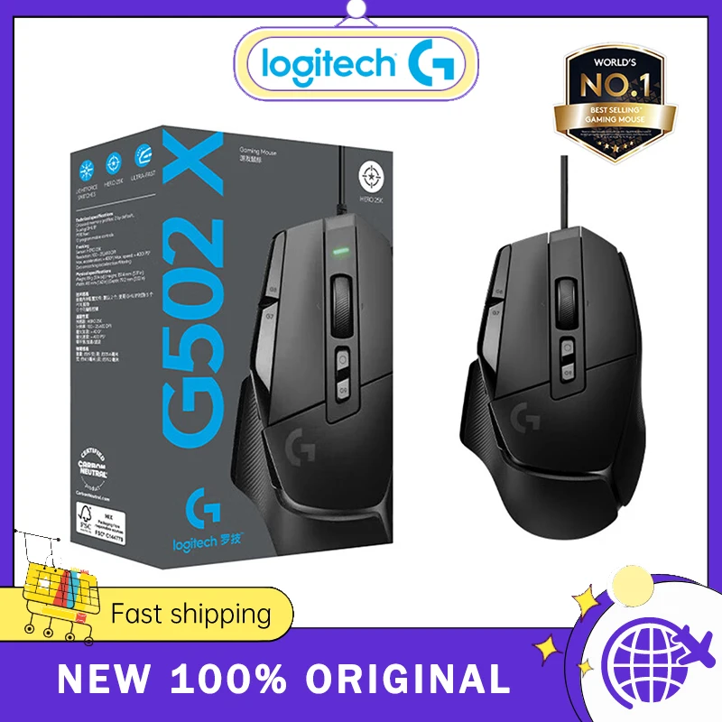 Logitech g502 x gaming mouse lightsync rgb mecânico com fio ratos ...