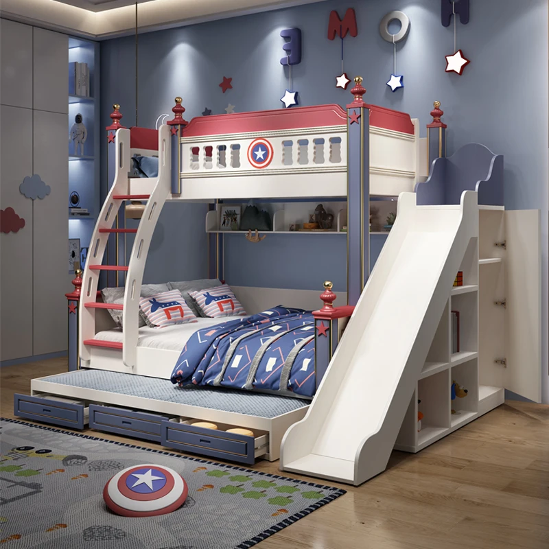 Children-s-bed-boys-bed-Bunk-bed-solid-wood-double-bed-combined-high ...