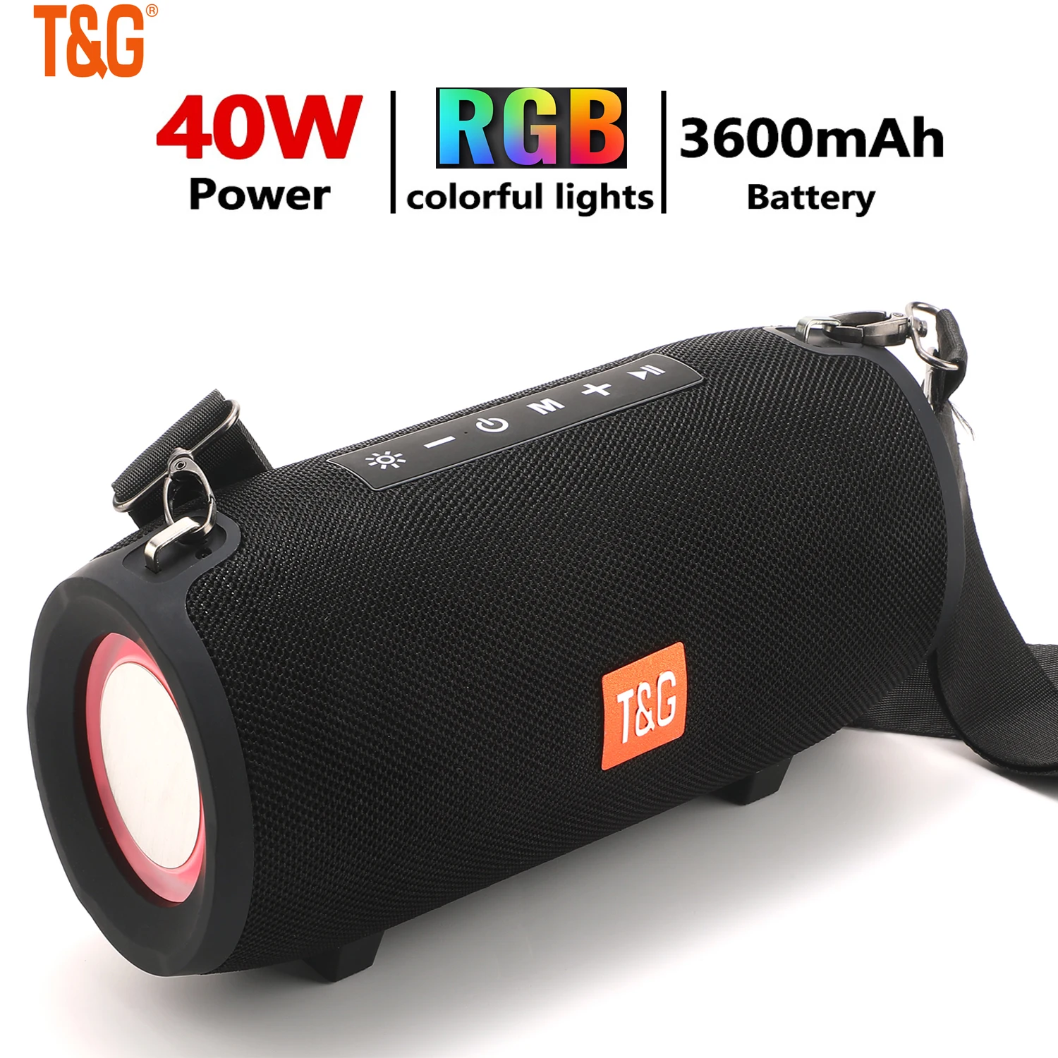 T&g Tg322 40w Portable Bluetooth Speaker 3600mah Rgb Led Light Wireless ...