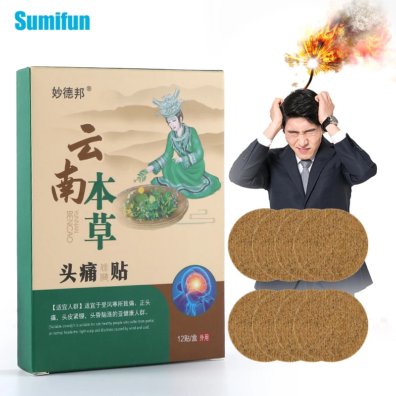 12pcs-box-Headache-Relief-Patch-Treat-Migraine-Sickness-Dizziness-Anti ...