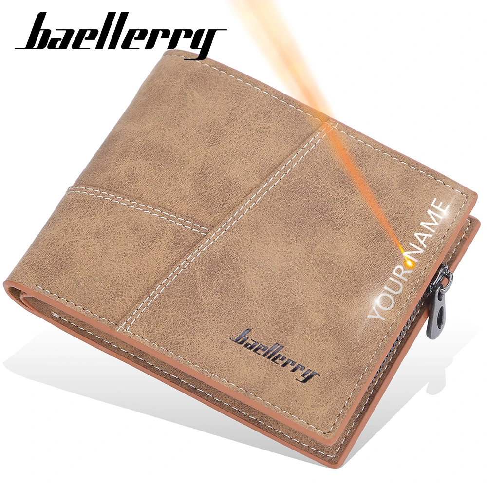 Baellerry Luxury Men Wallets Name Engraved Short Male Purse Brand Card ...