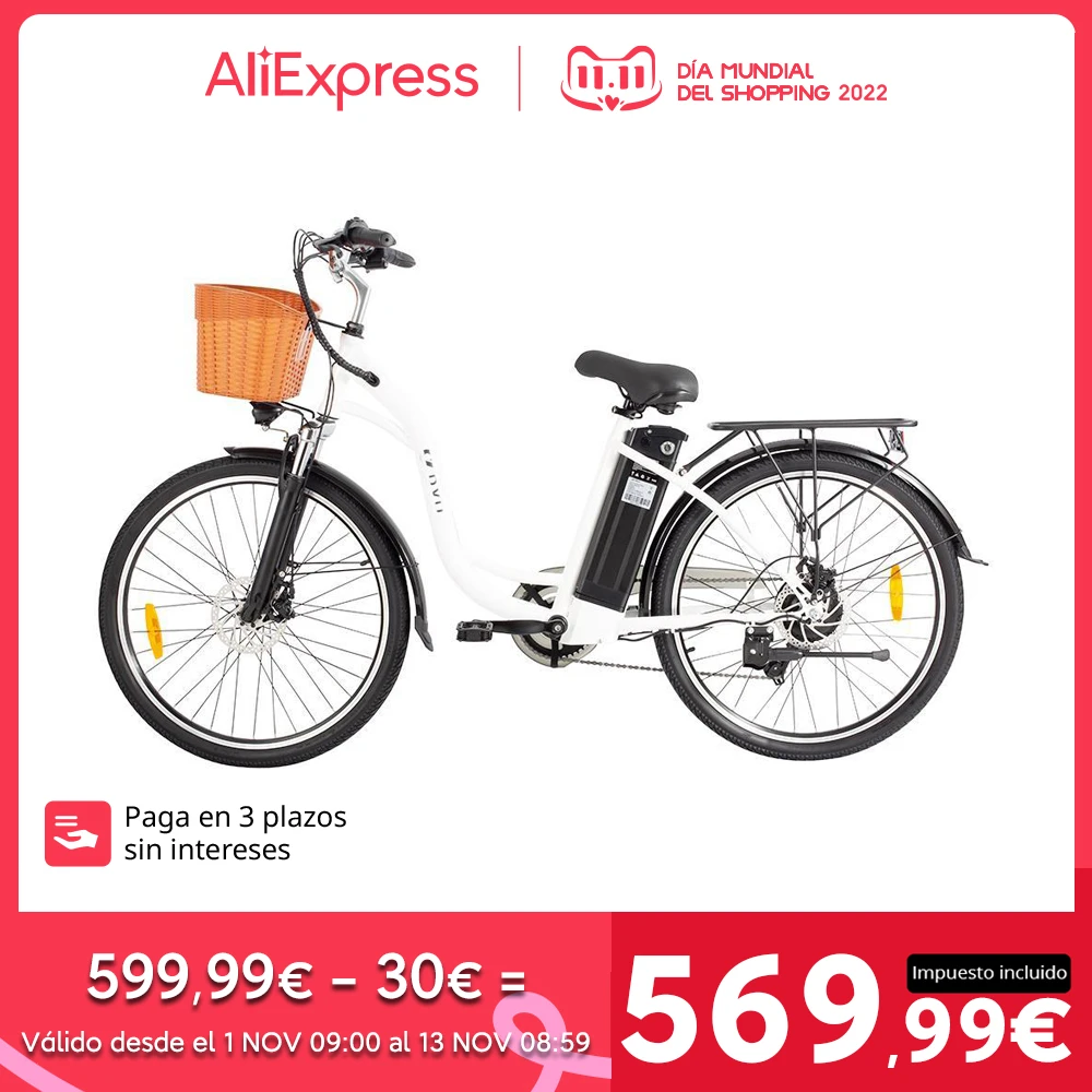 [30€ dto. Código: ES30] DYU C6 bicicleta eléctrica de 350W y 26 pulgadas, Batería de litio 36V ...
