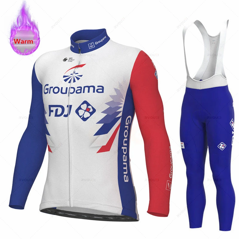 2023-Fdj-Team-Winter-Thermal-Fleece-Cycling-Jersey-Set-Racing-Bike-Suit ...