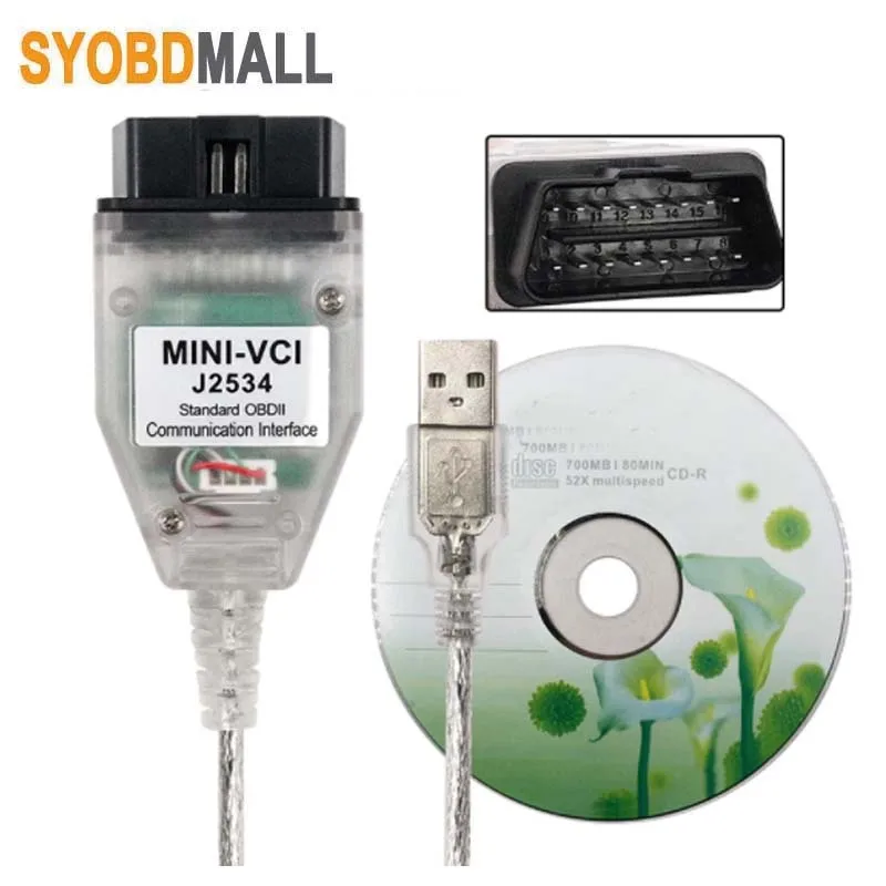 새로운 미니 VCI J2534 진단 케이블 도요타 자동차 OBD 스캐너 MINI VCI USB 인터페이스 TIS ...