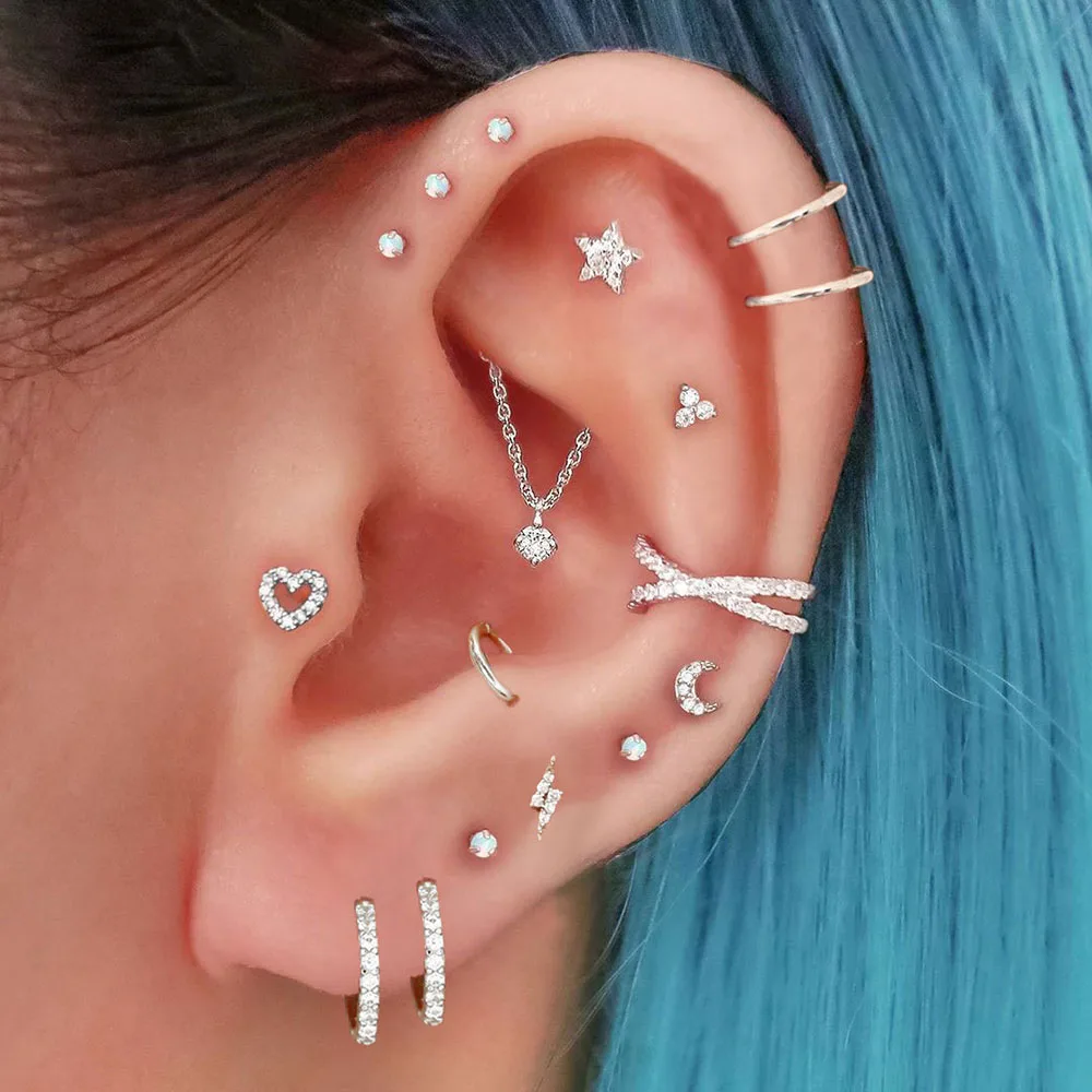 1pc tragus helix piercing brinco para mulher zircon lua estrela ...