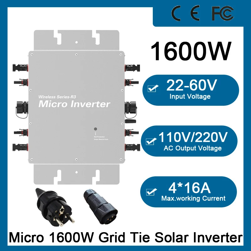 1600W Micro Inverter PV Input 22-60V AC Output 110V 230V Auto.Solar ...