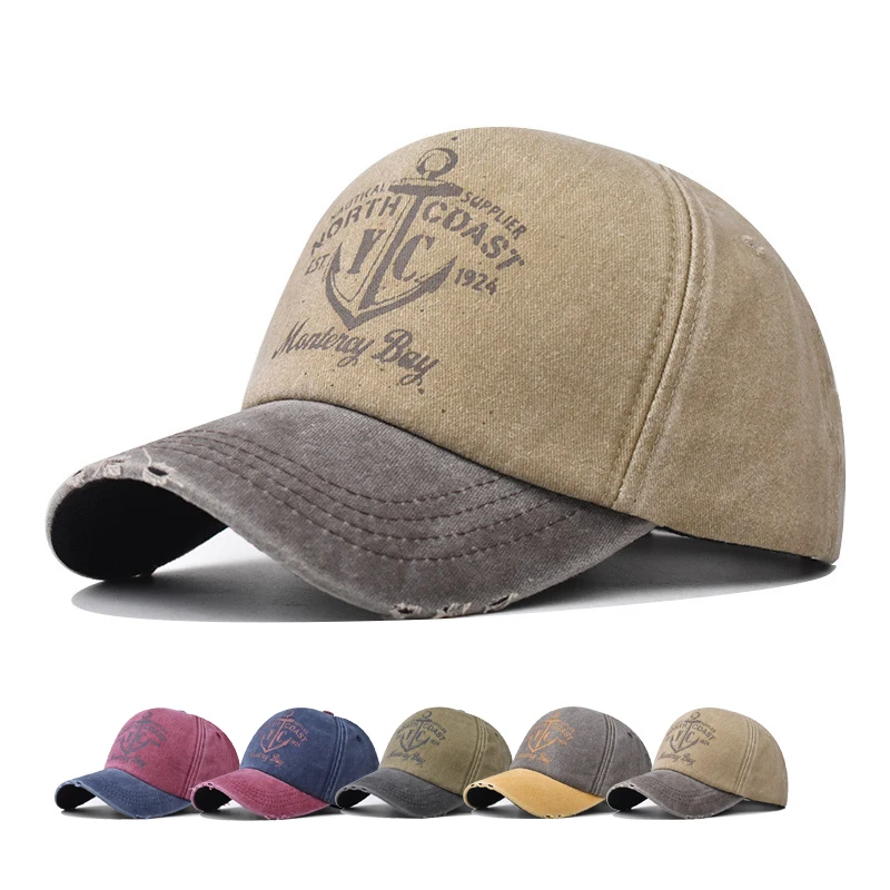 Baseball-Cap-Sun-hat-Retro-style-Washed-denim-baseball-cap-Color ...