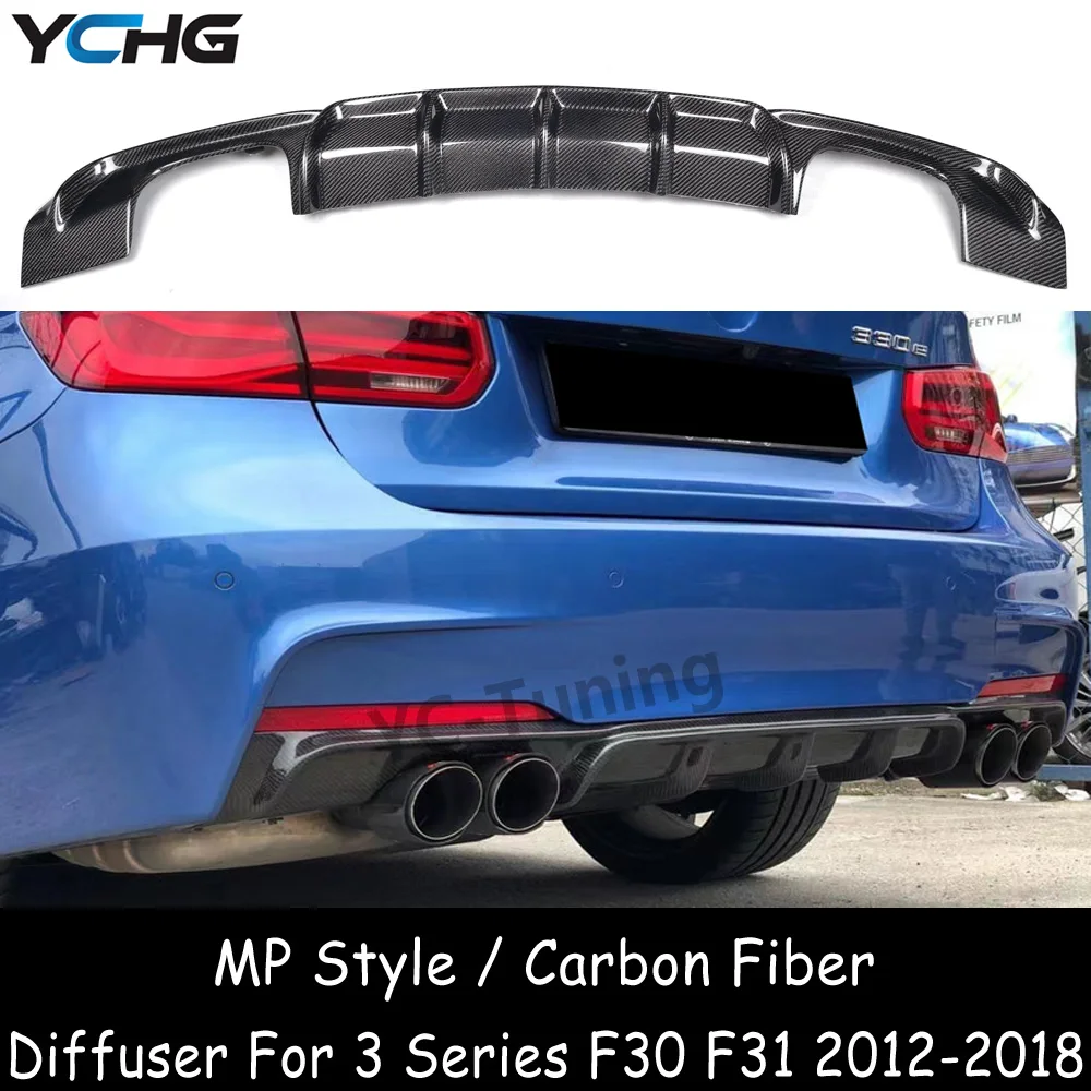 F30 M Performance Style Carbon Fiber Rear Bumper Diffuser For BMW 3 ...