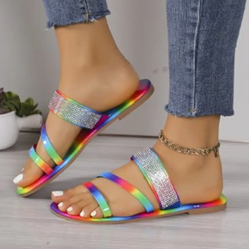 2024-Summer-Explosion-Models-Rhinestone-Rainbow-Women-Sandals-Beautiful ...