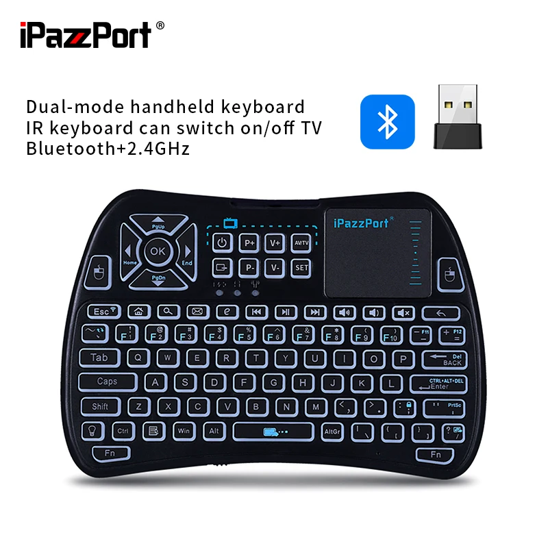 iPazzPort-Mini-Keyboard-Bluetooth-touchpad-2-4G-Rechargeable-IR ...
