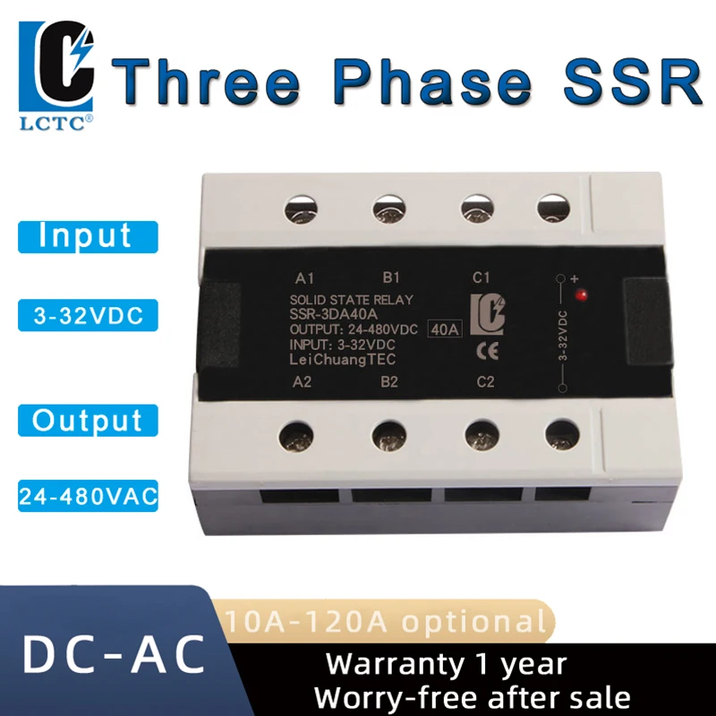Háromfázisú Szilárdtest Relé 10A-150A Dc/Ac 3 Fázisú Ssr Leichuang Tec ...