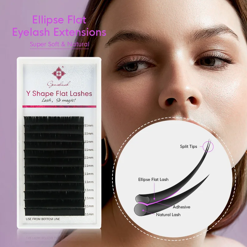 Genielash-Matte-Flat-Ellipse-Lashes-Extension-Individual-Double-tips ...