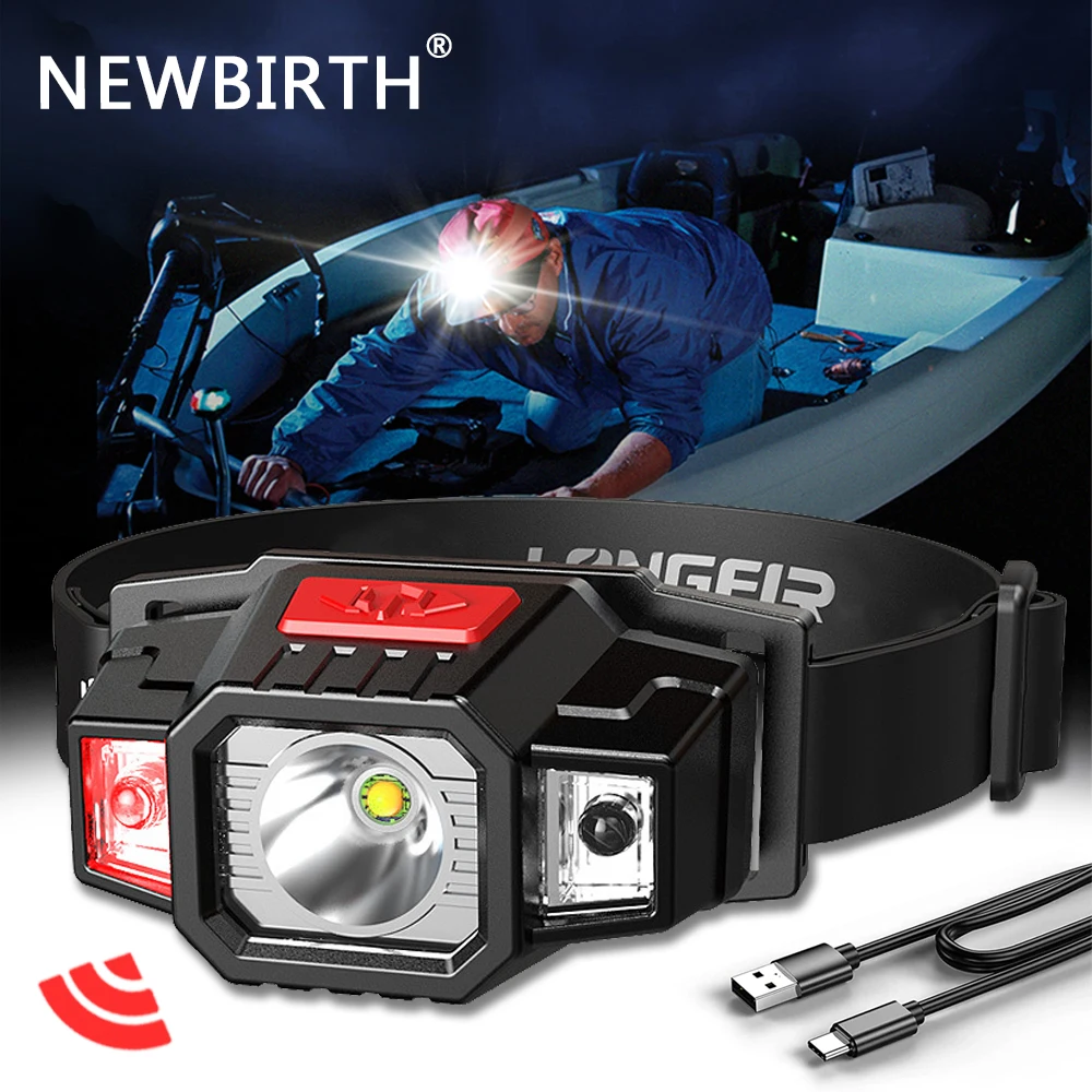 LED Mini Induction Headlight Strong Light Micro USB Direct Charging ...