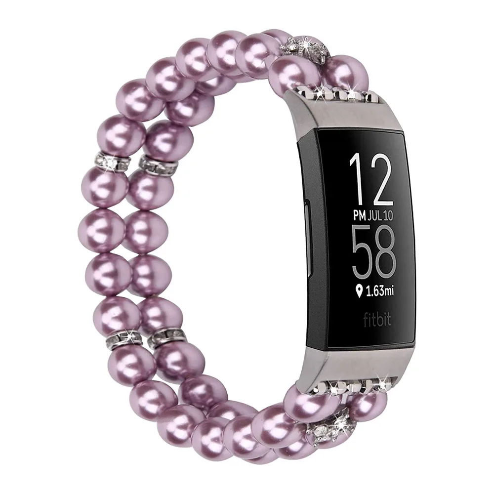 Purple Watchband for Fitbit Charge 6 Bands/Fitbit Charge 5 Bands Beaded ...