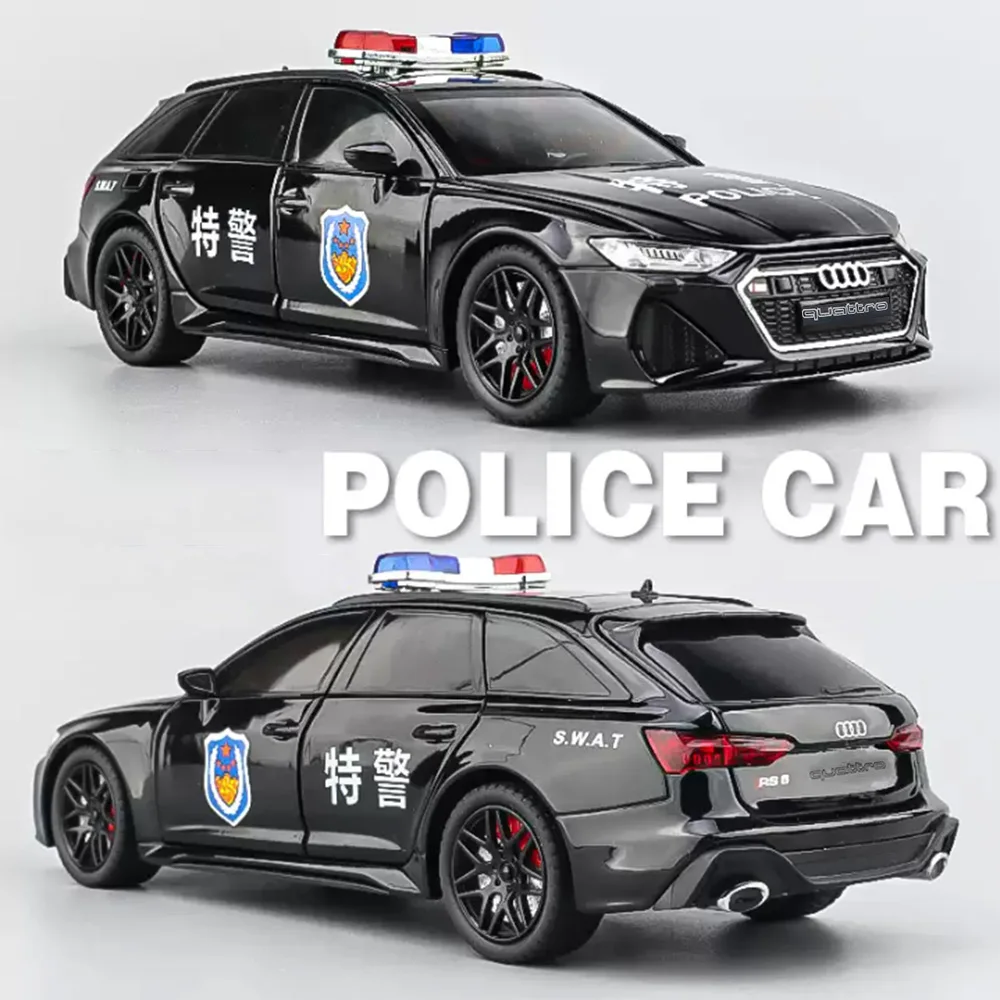 Voitures de Police RS6, échelle 1:24, jouets, modèles en alliage moulé ...