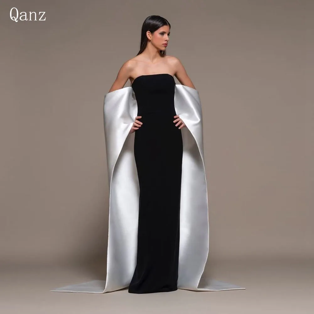Qanz-Off-Shoulder-Prom-Dress-Elegant-Long-Cape-Evening-Dress-Mermaid ...