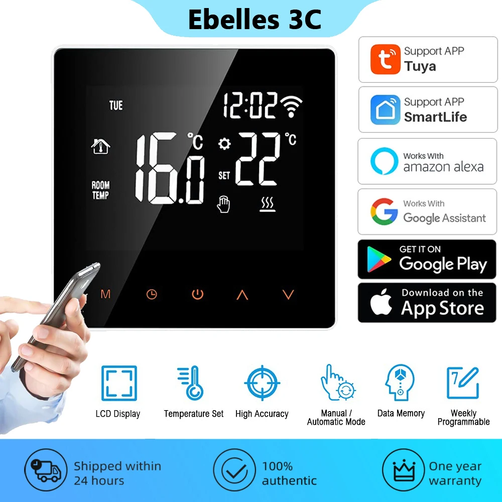 Tuya WiFi Smart Thermostat LCD Display Touch Screen for Electric Floor ...