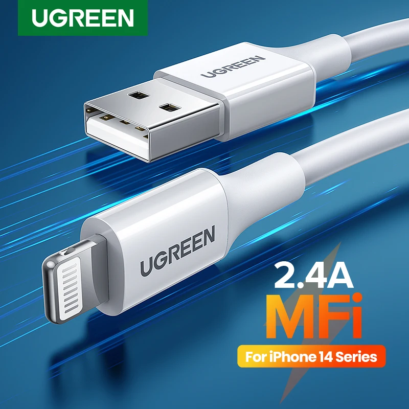 UGREEN Cable USB MFi Lightning para iPhone 14, 13, 12, 11 Pro Max, 2.4A ...
