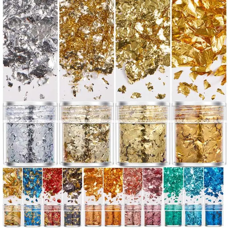 4pcs-set-Gold-Leaf-Flakes-Craft-Paper-Confetti-Gold-Foil-Sequins-DIY ...