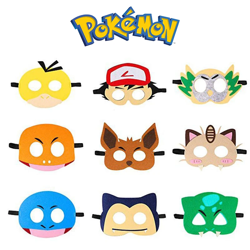 12Pcs-Pokemon-Face-Mask-Cartoon-Anime-Pikachu-Charmander-Bulbasaur ...