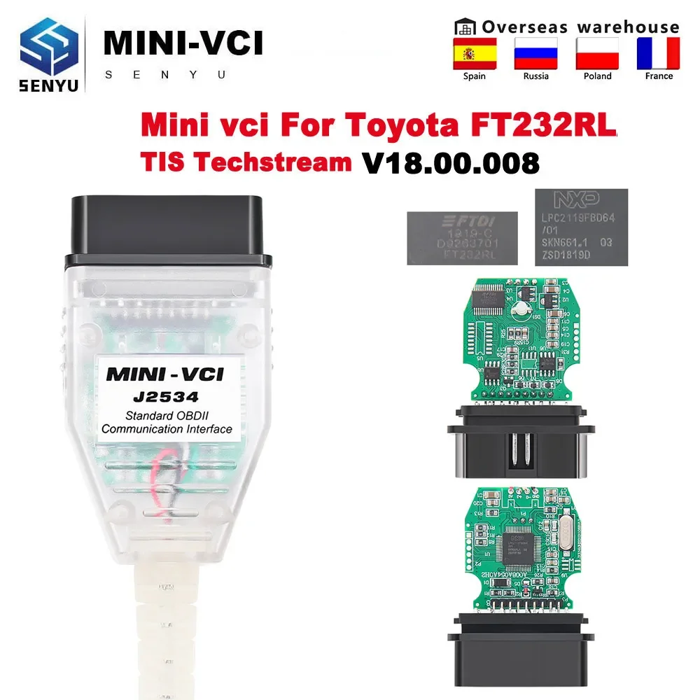 V18.00.008 mini vci J2534 For Toyota TIS Techstream minivci FTDI Auto ...